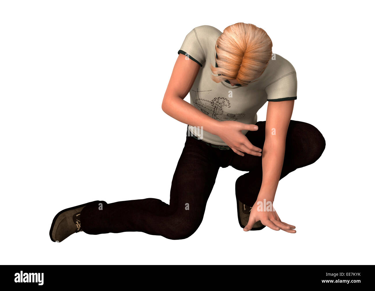 3D digital render of a teenager boy feeling pain isolated on white ...