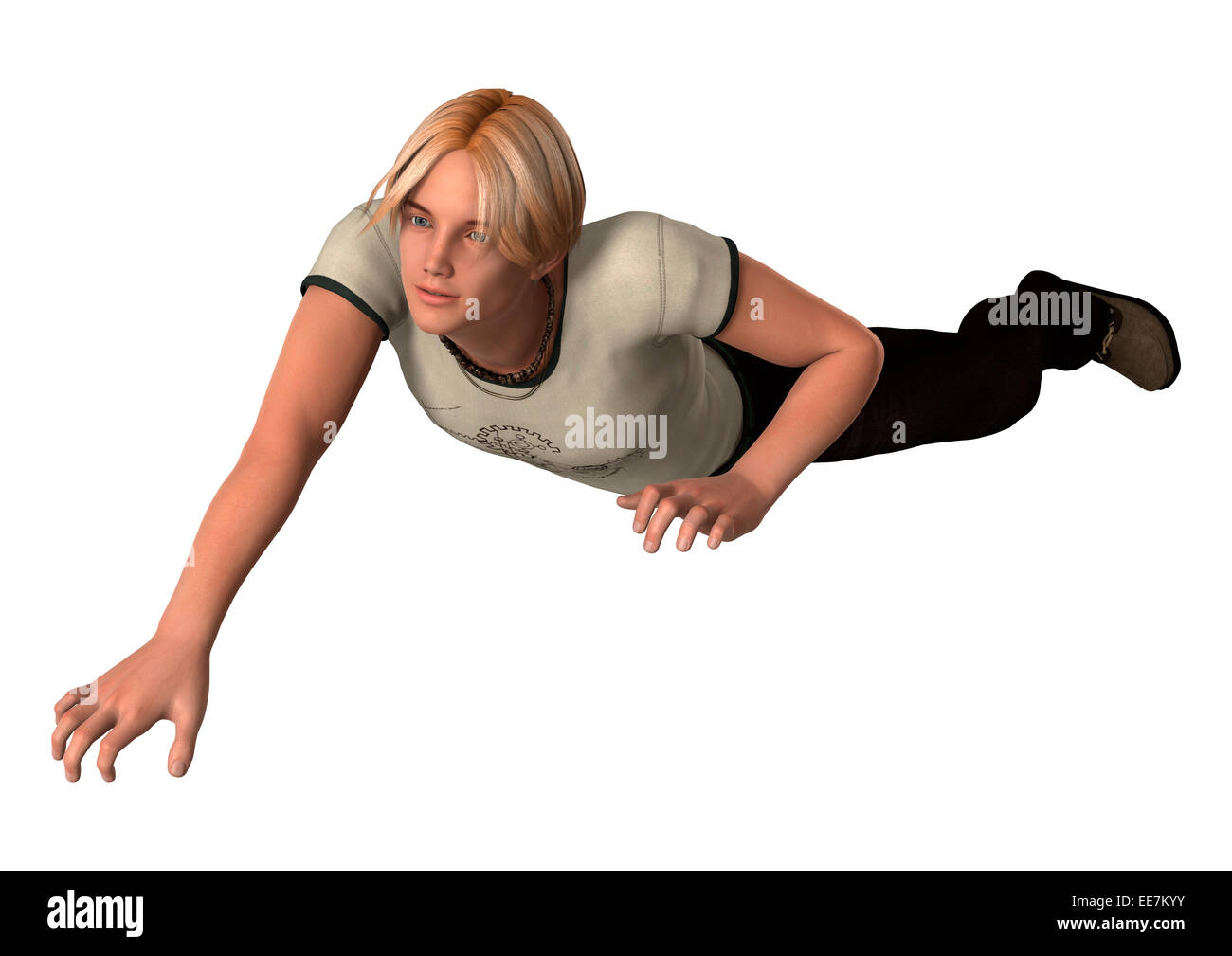3D digital render of a teenager boy crawling forward isolated on white ...