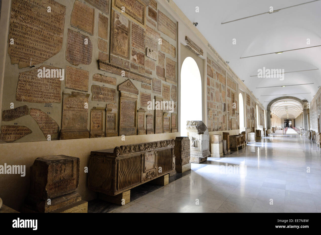 Stone tables corridor in Vatican museum, Italy Stock Photo - Alamy