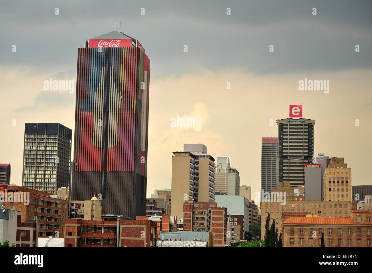 Coca Cola sponsored building in the centre of Johannesburg Stock Photo ...