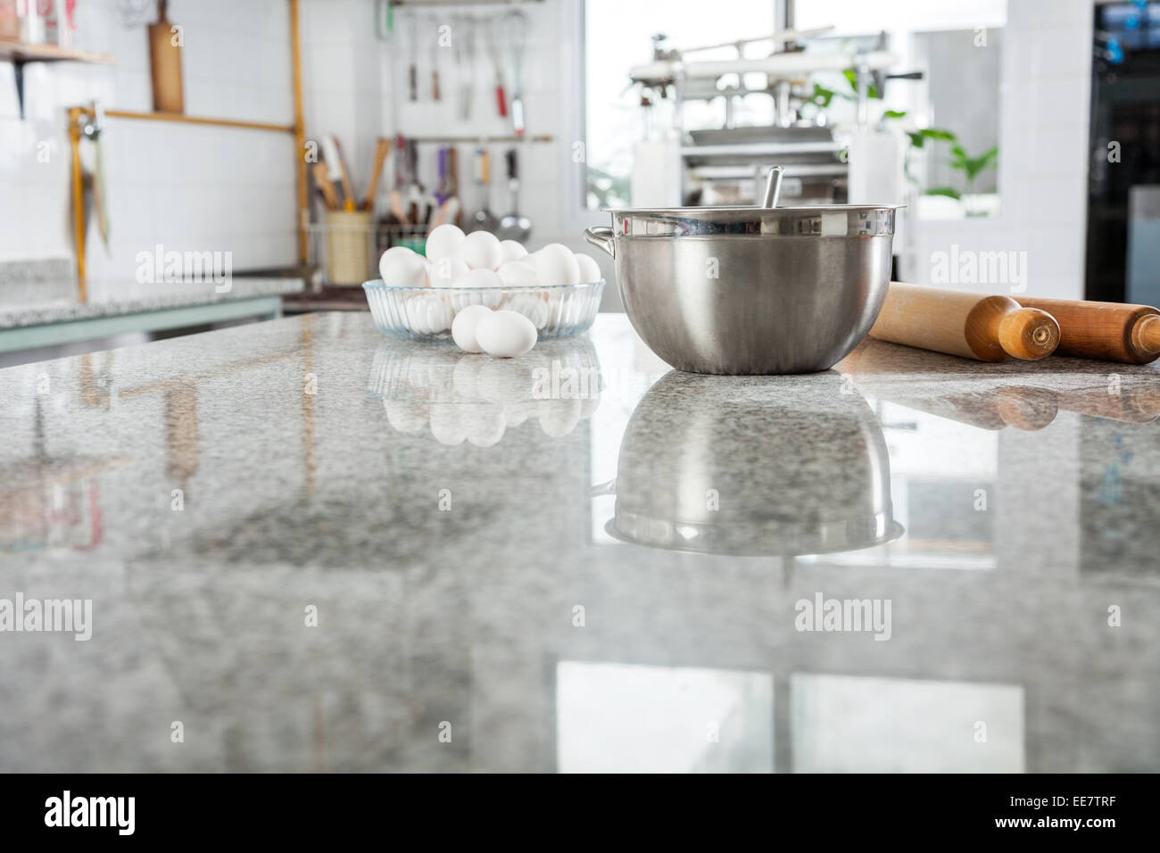 Ingredients On Marble Countertop In Commercial Kitchen Stock Photo - Alamy