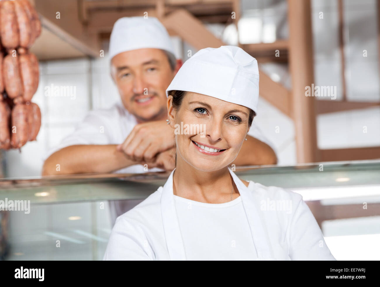 Beautiful woman butcher work hi-res stock photography and images - Alamy