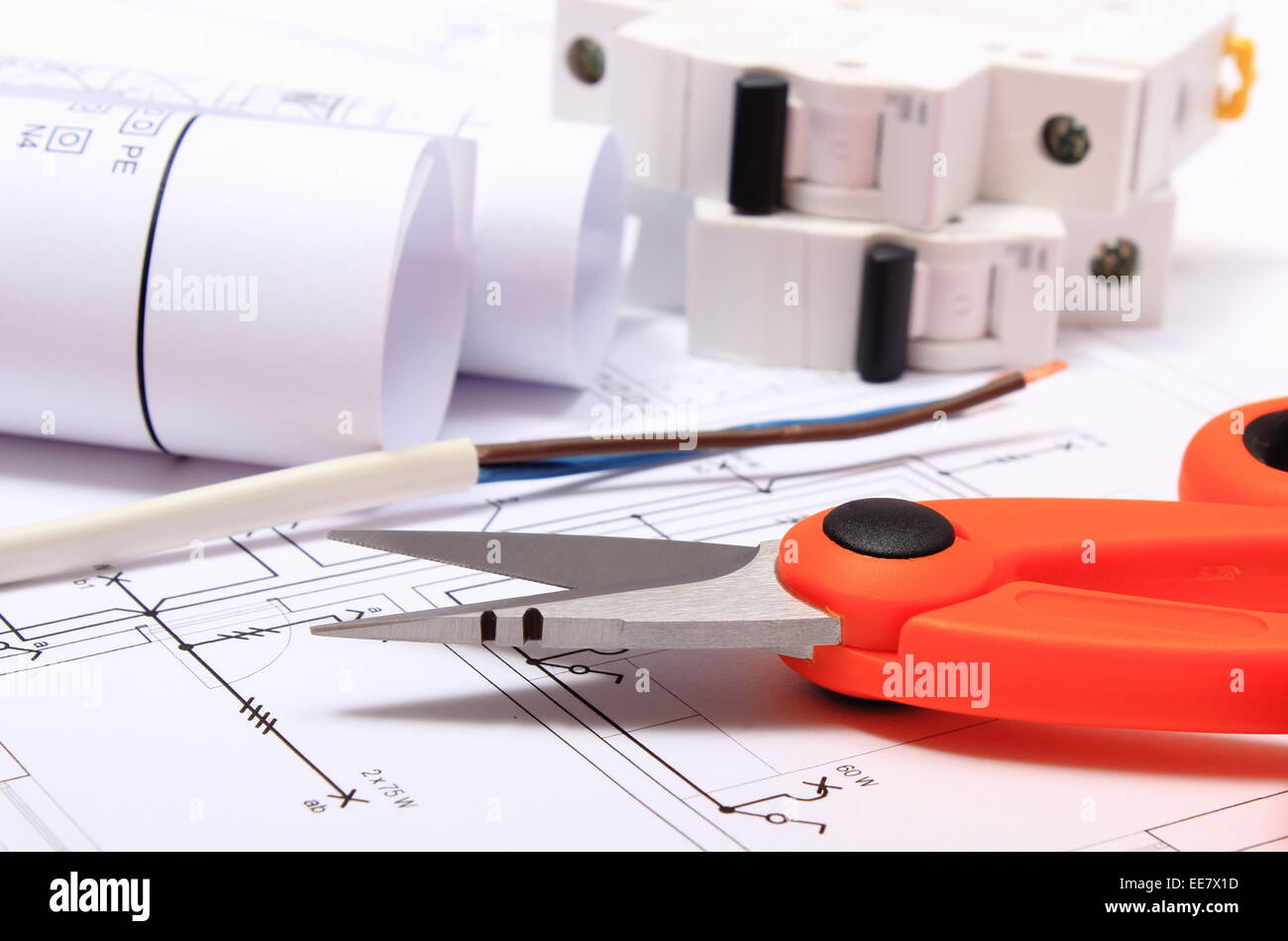 Cable cutter, electric wire and fuse, rolls of electrical diagrams ...
