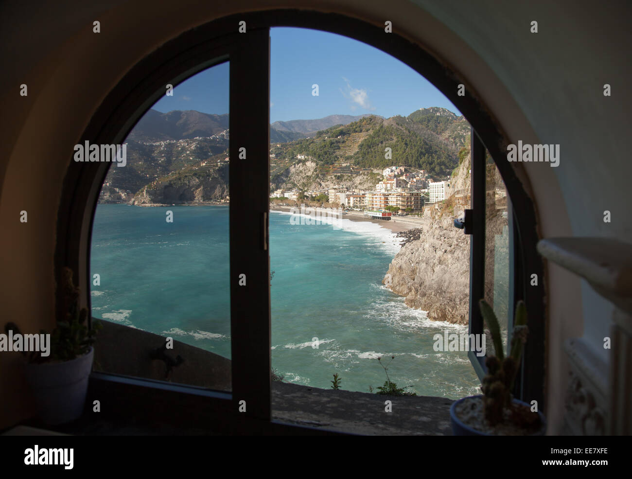 Coast Maiori view from the window, Amalfi Coast, Italy Stock Photo - Alamy
