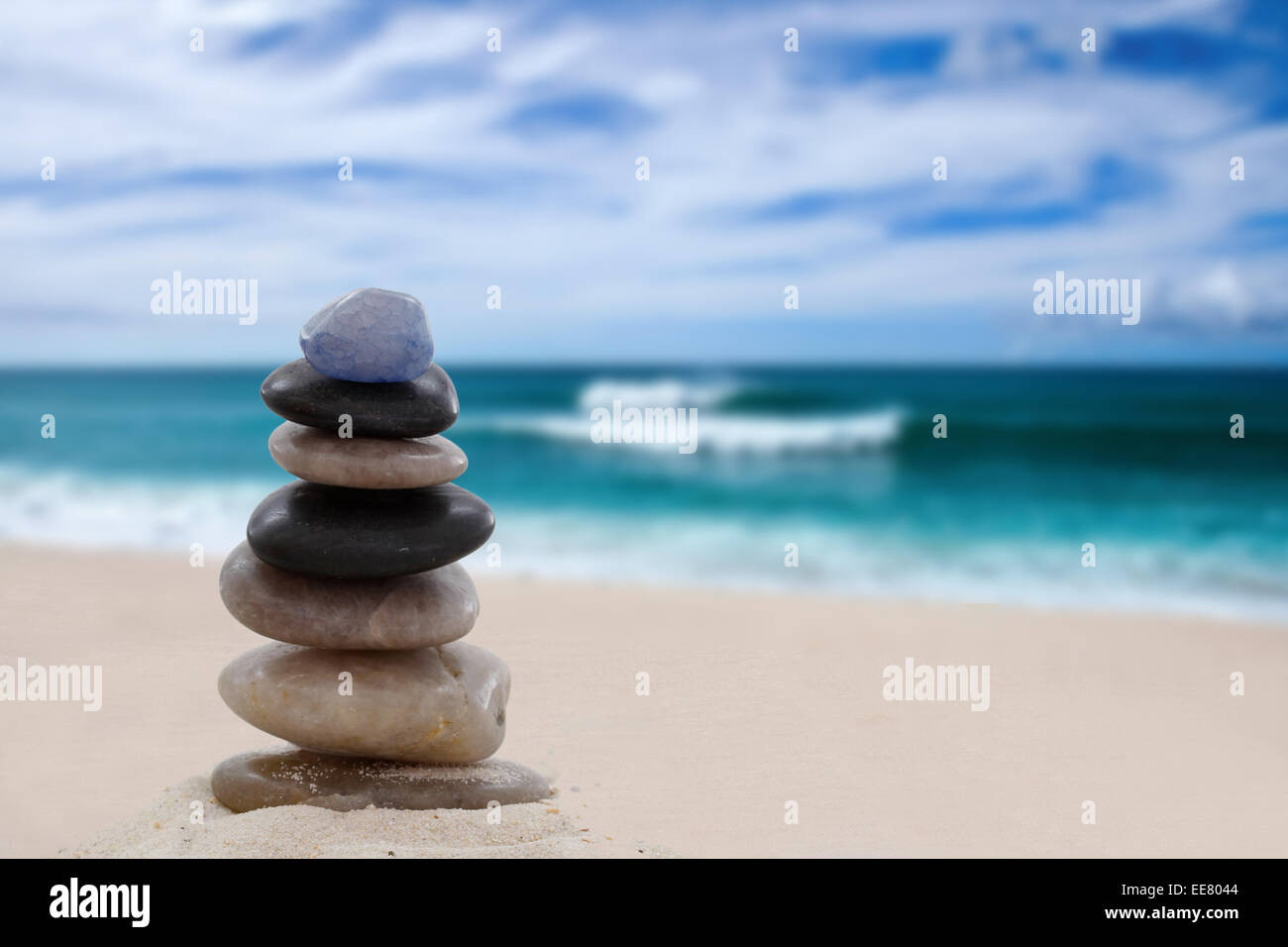Zen pebbles on beach sea waves hi-res stock photography and images - Alamy