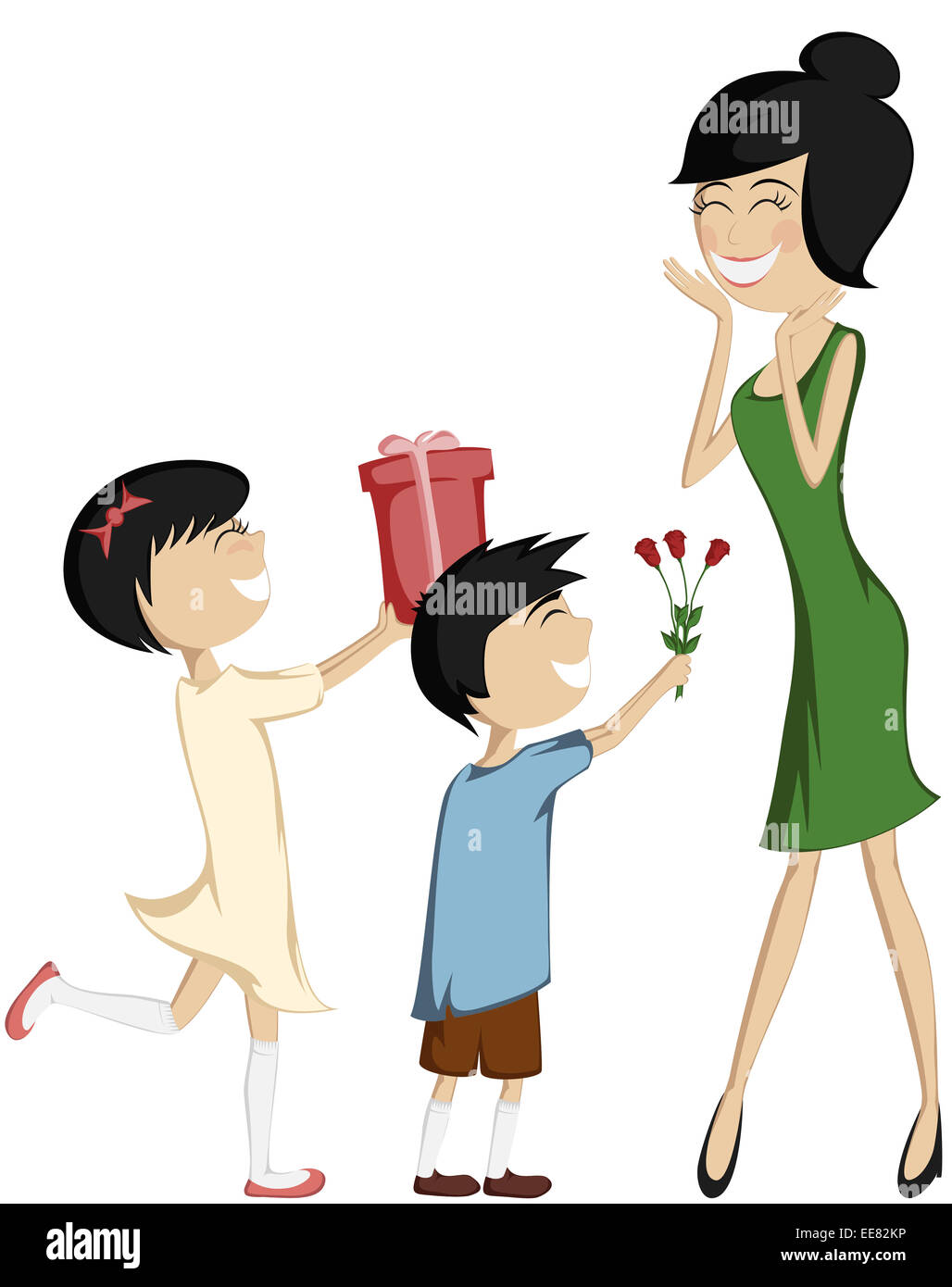 Boy give gift cartoon hi-res stock photography and images - Alamy