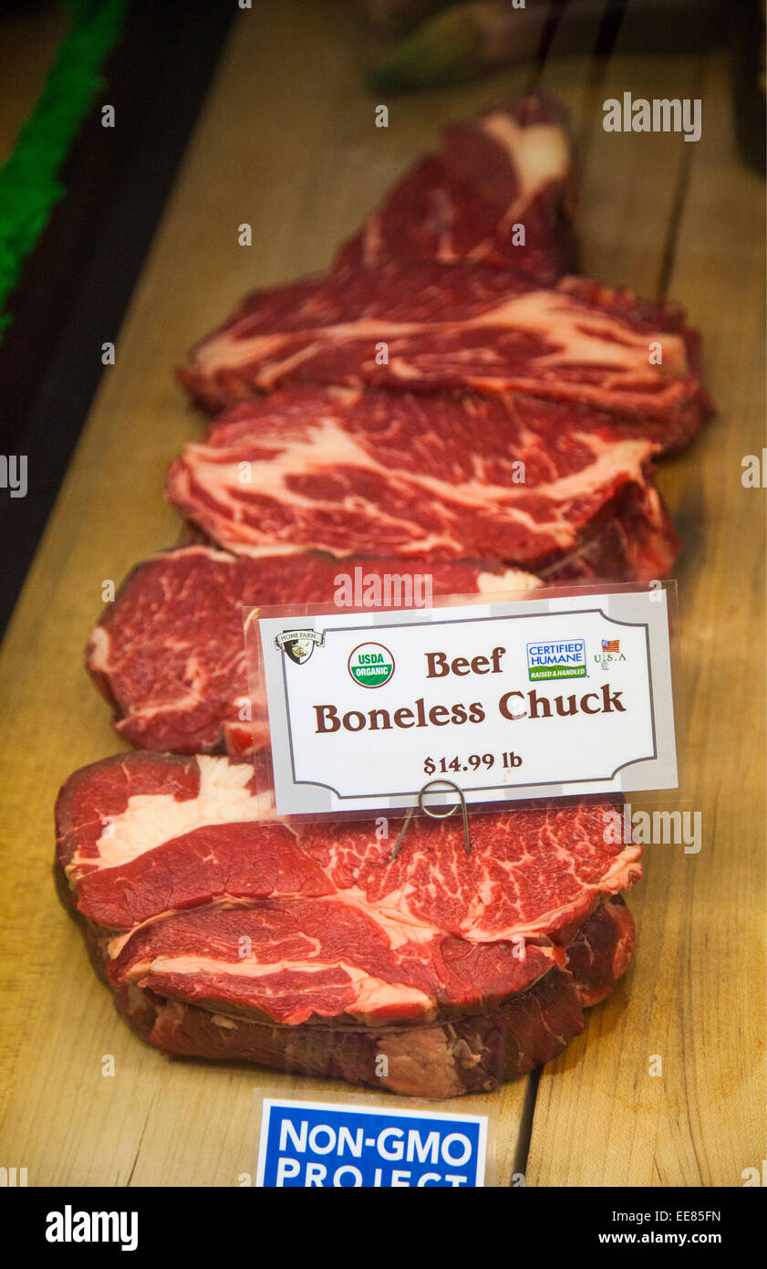 Local Butcher shop with raw meat in store case in Middleburg, town in ...