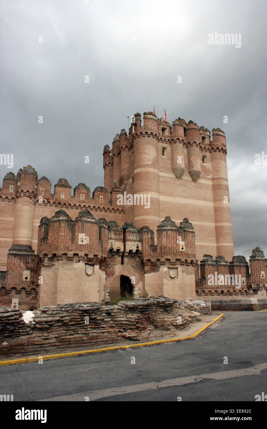 The 15th century Mudéjar castle at Coca, Segovia, Spain Stock Photo - Alamy