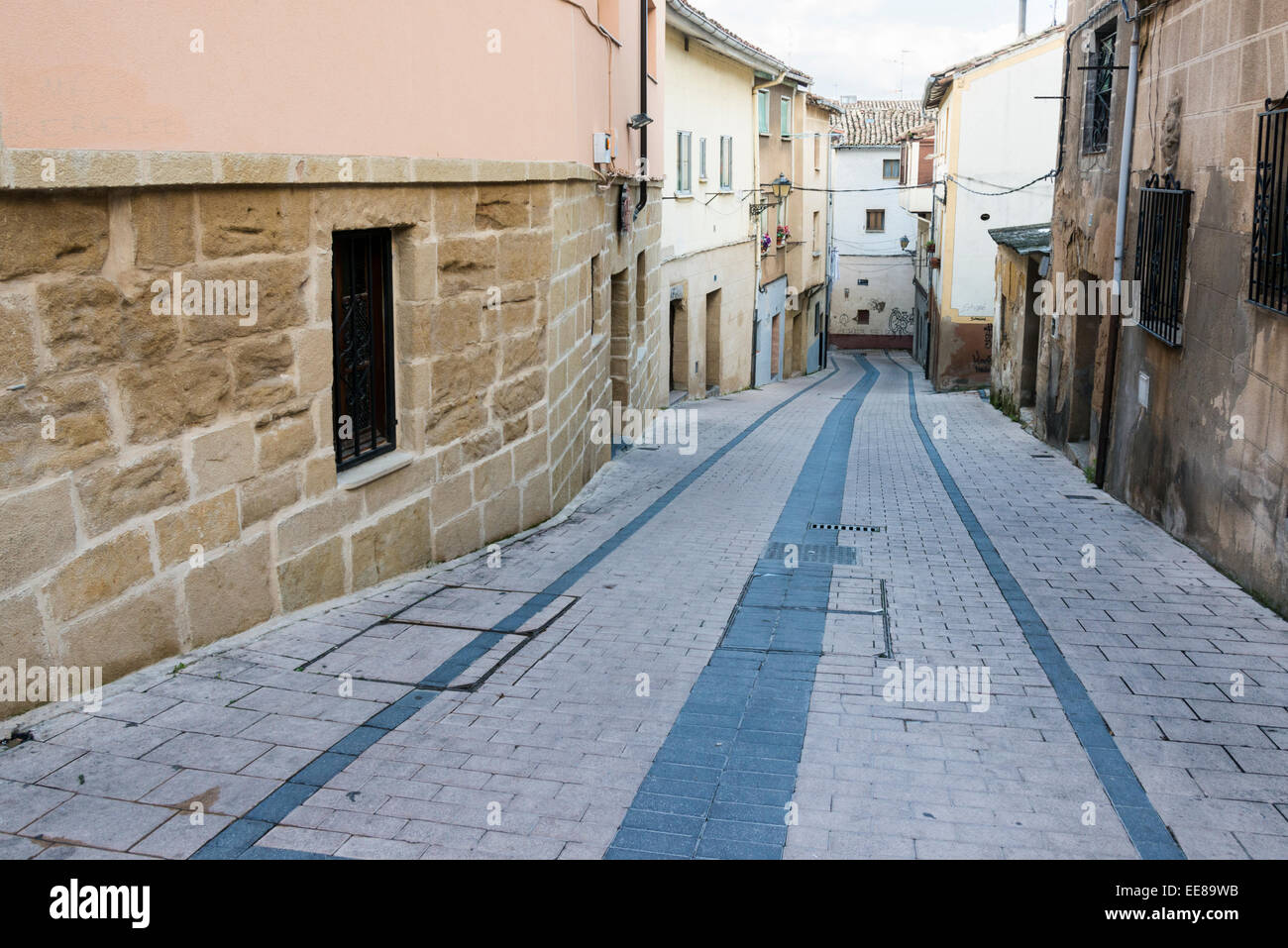 A narrow street and old buildings in the town of Haro, the capital of ...