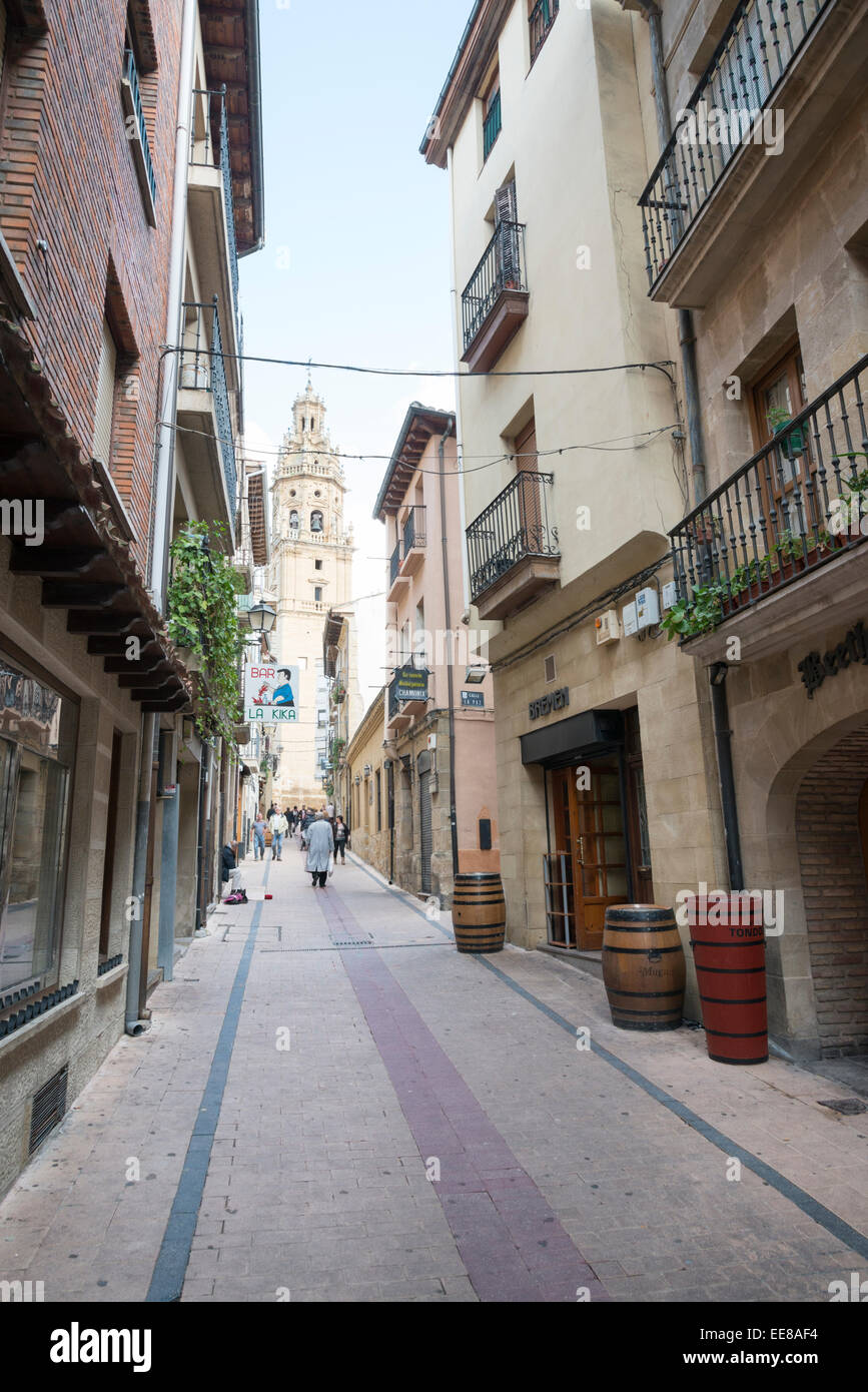 A narrow street and buildings in the town of Haro, rioja Spain Stock ...