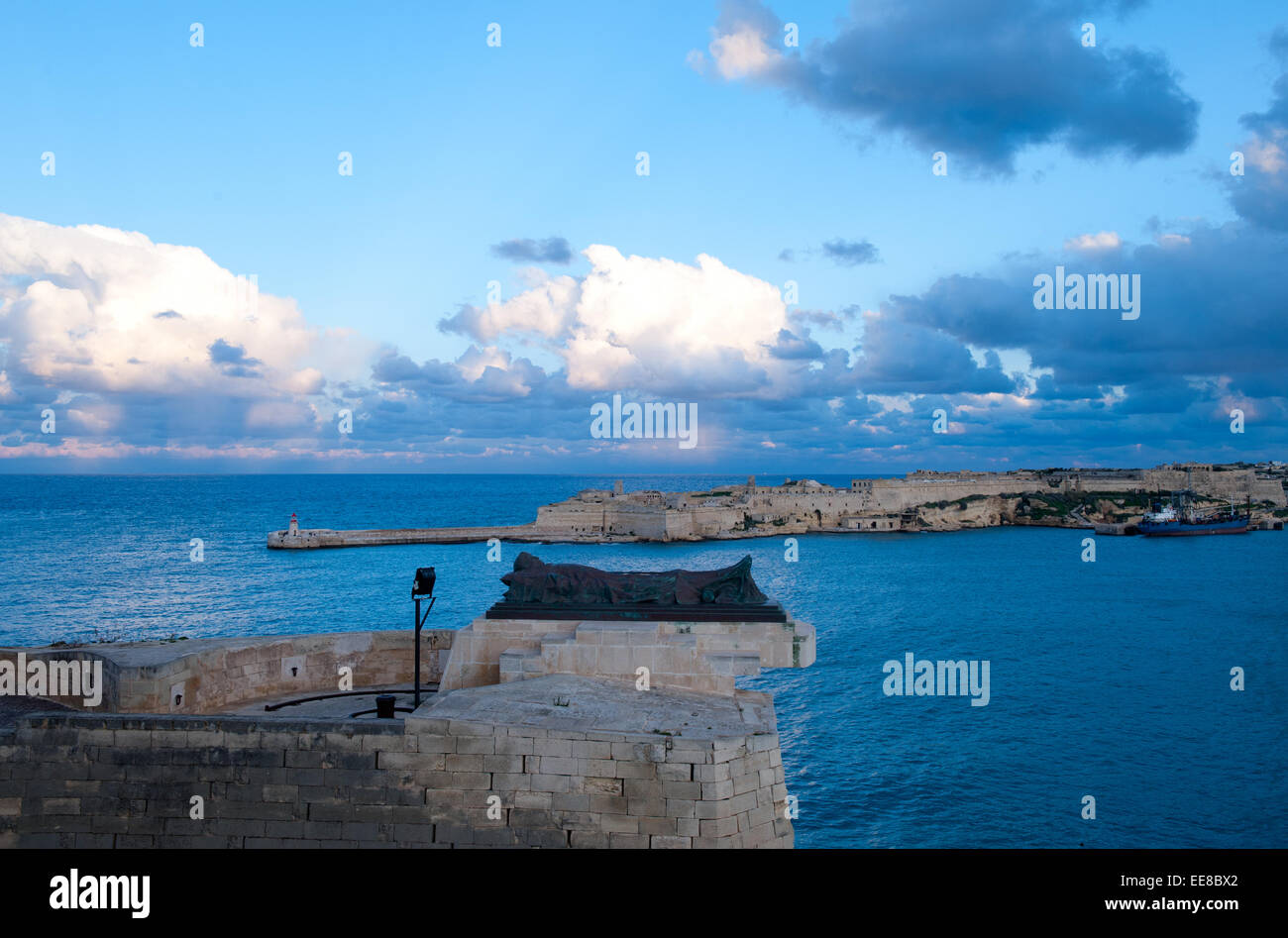Siege Bell War Memorial, Valletta, Malta, Overlooking the Great Harbour ...