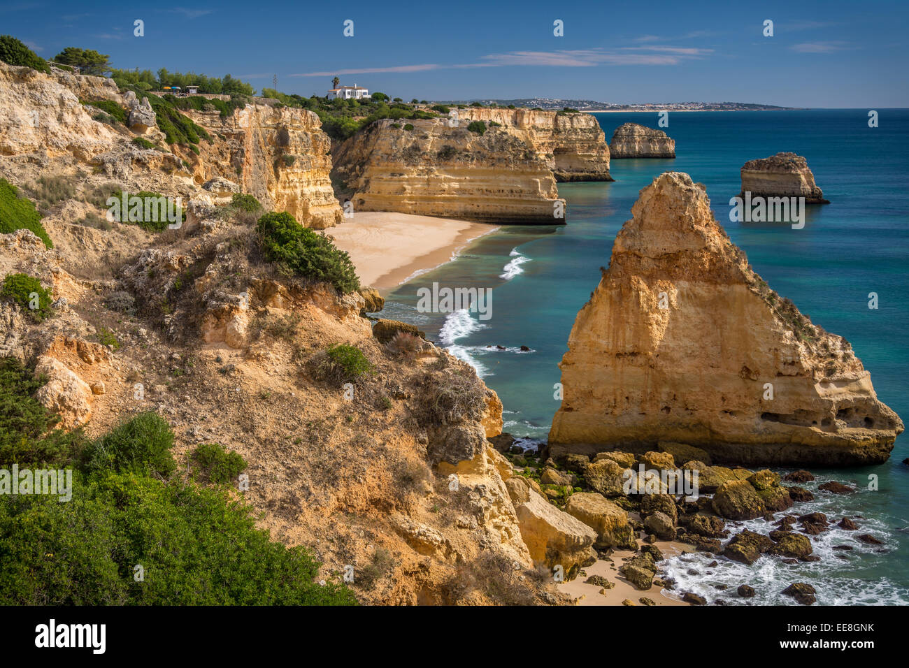Rock formations on Coast East of Benagil, Algarve, Portugal Stock Photo ...