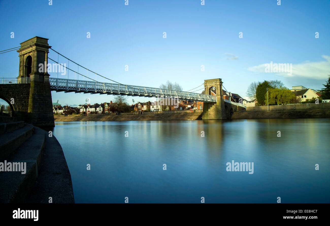 The Wilford Suspension Bridge on the River Trent at Victoria Embankment ...