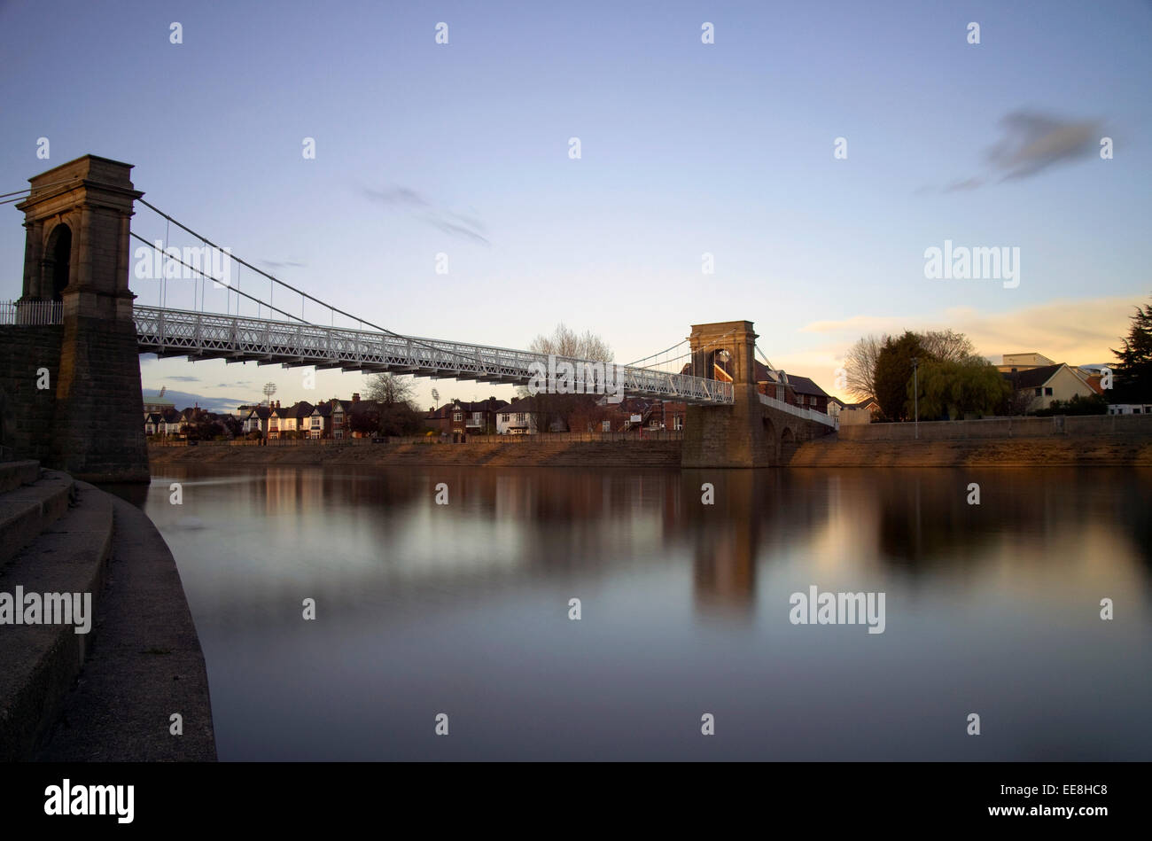 The Wilford Suspension Bridge on the River Trent at Victoria Embankment ...