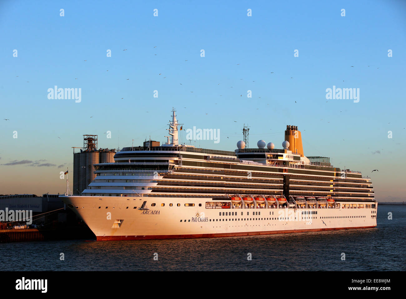 The Cruise ship Arcadia is seen in Southampton Docks January 2015 Stock ...