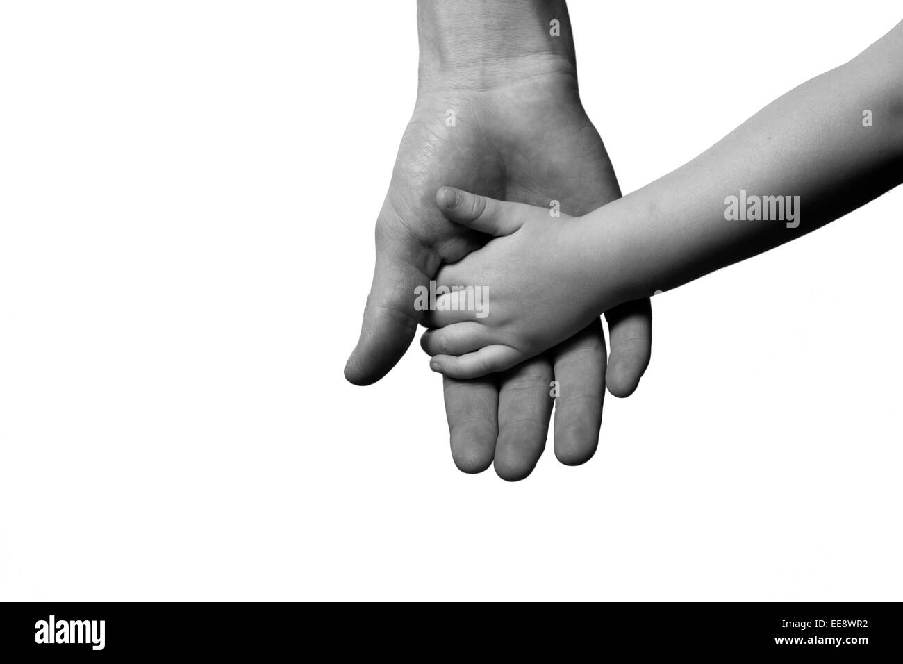 children and man hands isolated on white black and white Stock Photo ...