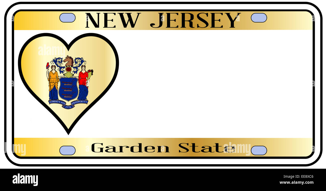 New Jersey state license plate in the colors of the state flag with the ...