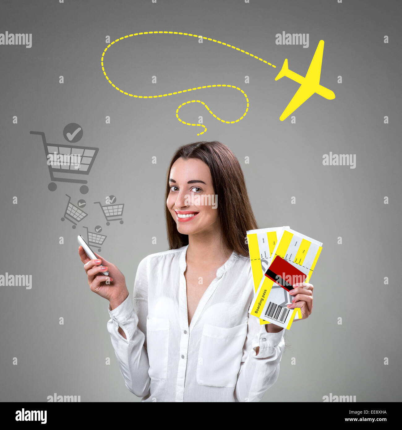 Airplane ticket buying online concept Stock Photo - Alamy
