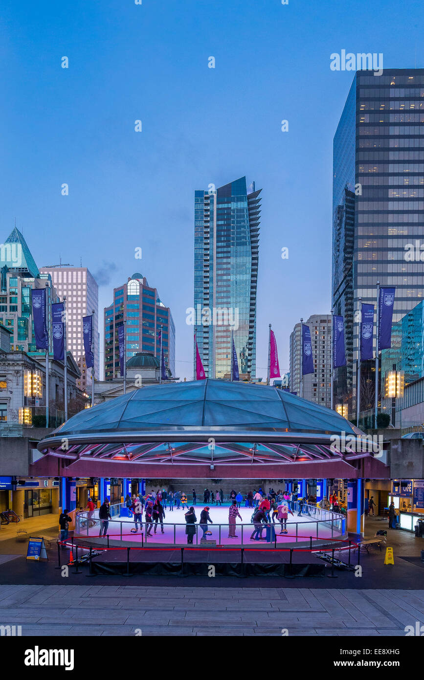 Ice skating rink, Robson Square, Vancouver, British Columbia, Canada ...