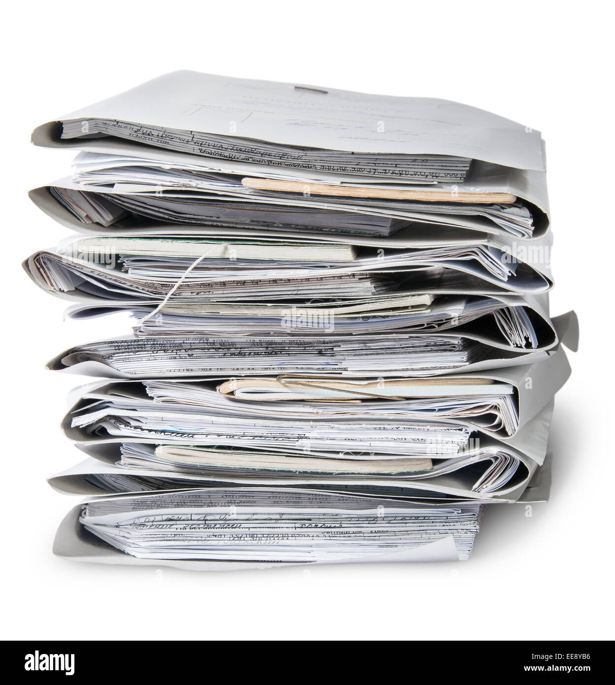 In Front Files Arranged In Stack Isolated On White Background Stock ...