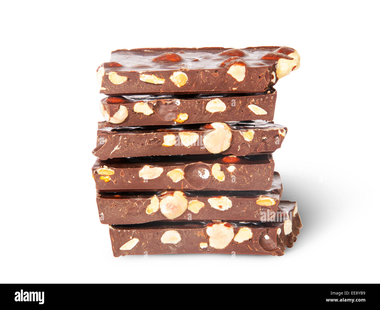 Stack Of Chocolate Pieces Isolated On White Background Stock Photo - Alamy