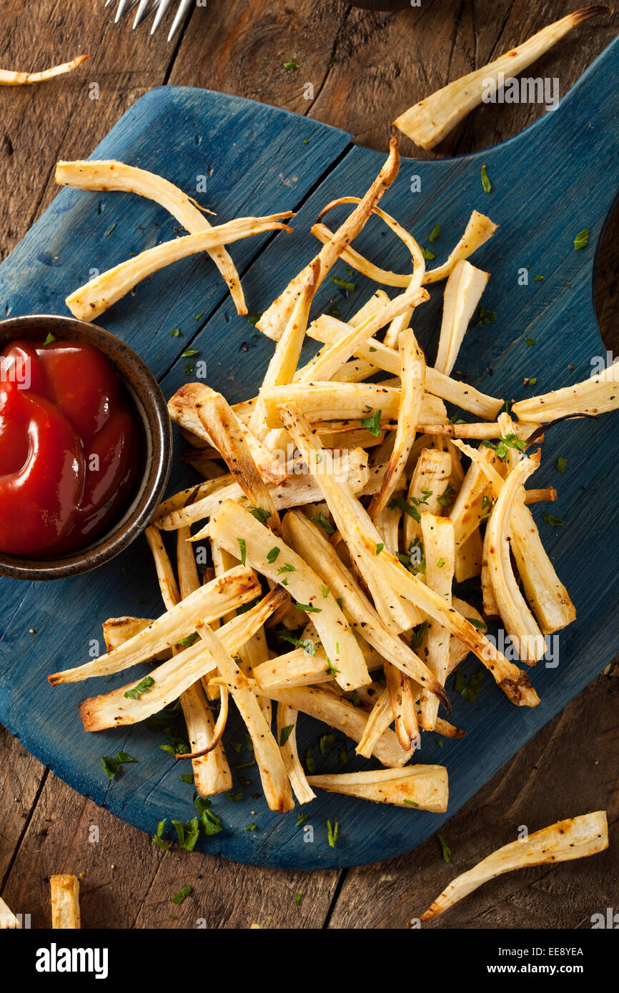 Homemade Parsley Root French Fries with Ketchup Stock Photo - Alamy