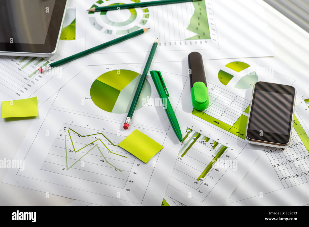 Office table with working stuff Stock Photo - Alamy