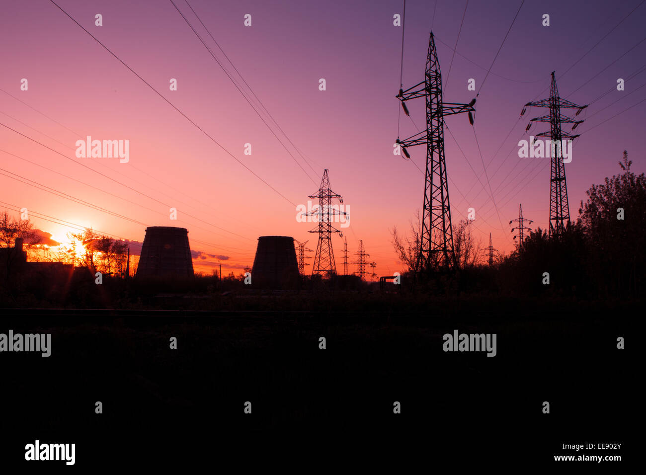 industrial landscape at sunset Stock Photo - Alamy