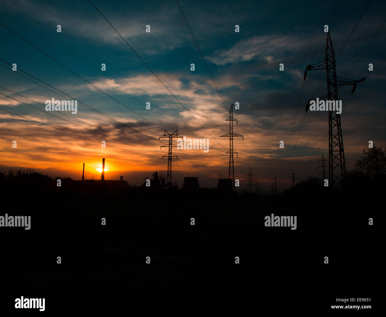industrial landscape at sunset Stock Photo - Alamy