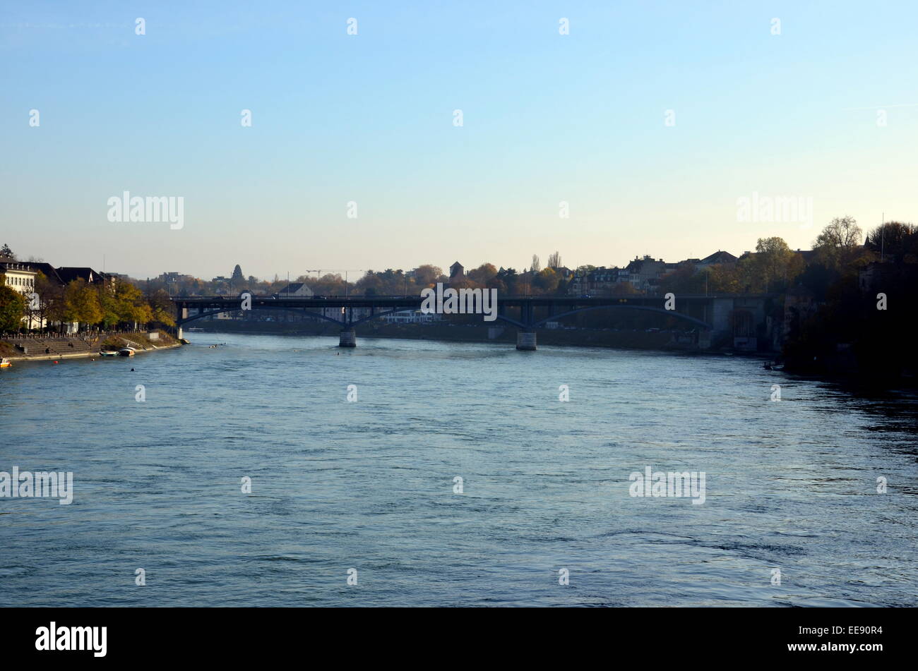 Bridge landscape with river and city Stock Photo - Alamy