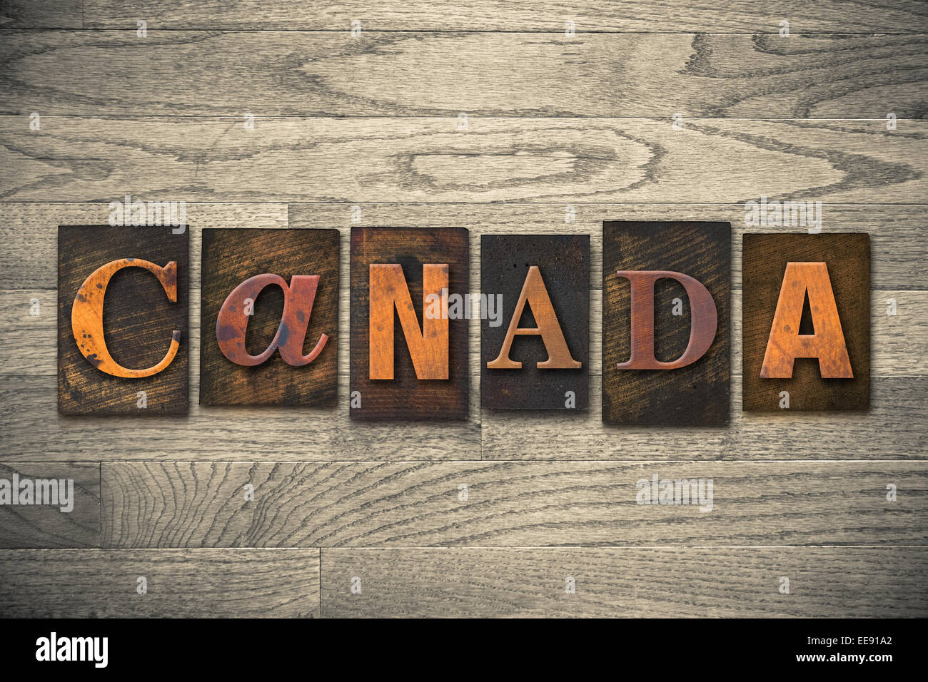 The word "CANADA" written in wooden letterpress type Stock Photo - Alamy