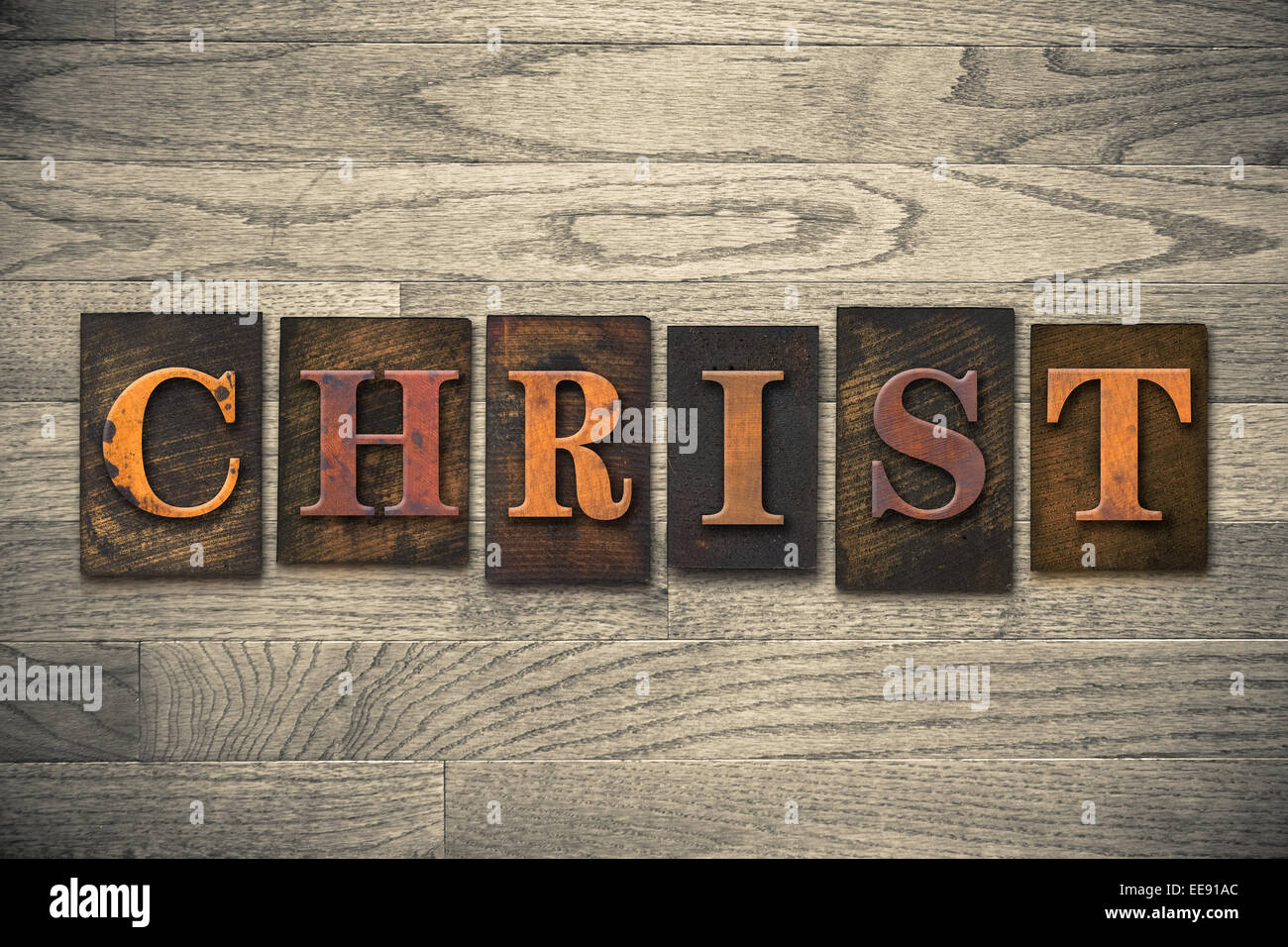 The word "CHRIST" written in wooden letterpress type Stock Photo - Alamy