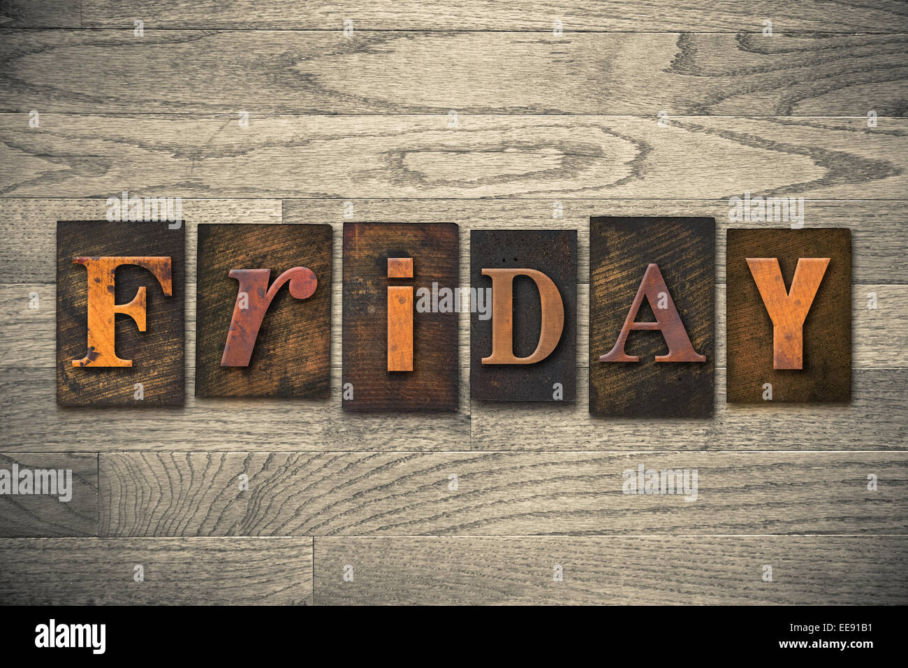 The word "FRIDAY" written in wooden letterpress type Stock Photo - Alamy