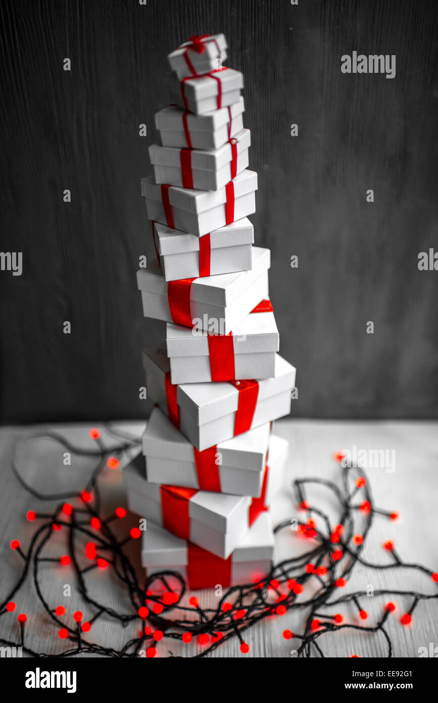 Boxes stacked tower gifts hi-res stock photography and images - Alamy