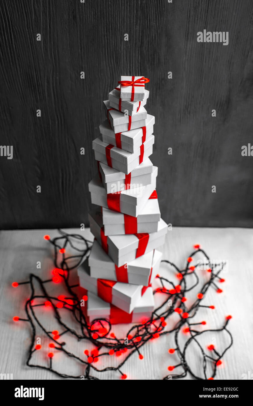 Boxes stacked tower gifts hi-res stock photography and images - Alamy