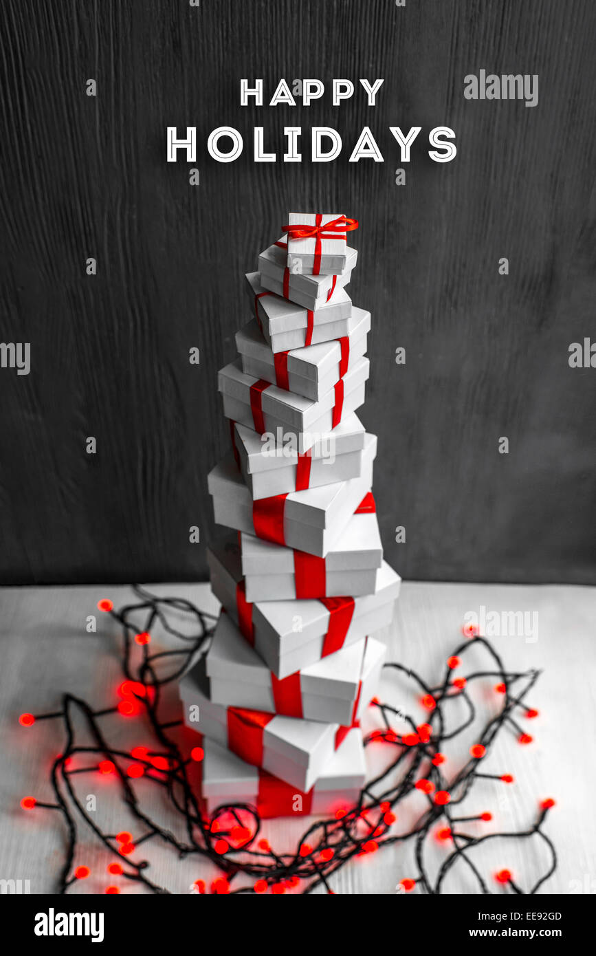 Boxes stacked tower gifts hi-res stock photography and images - Alamy