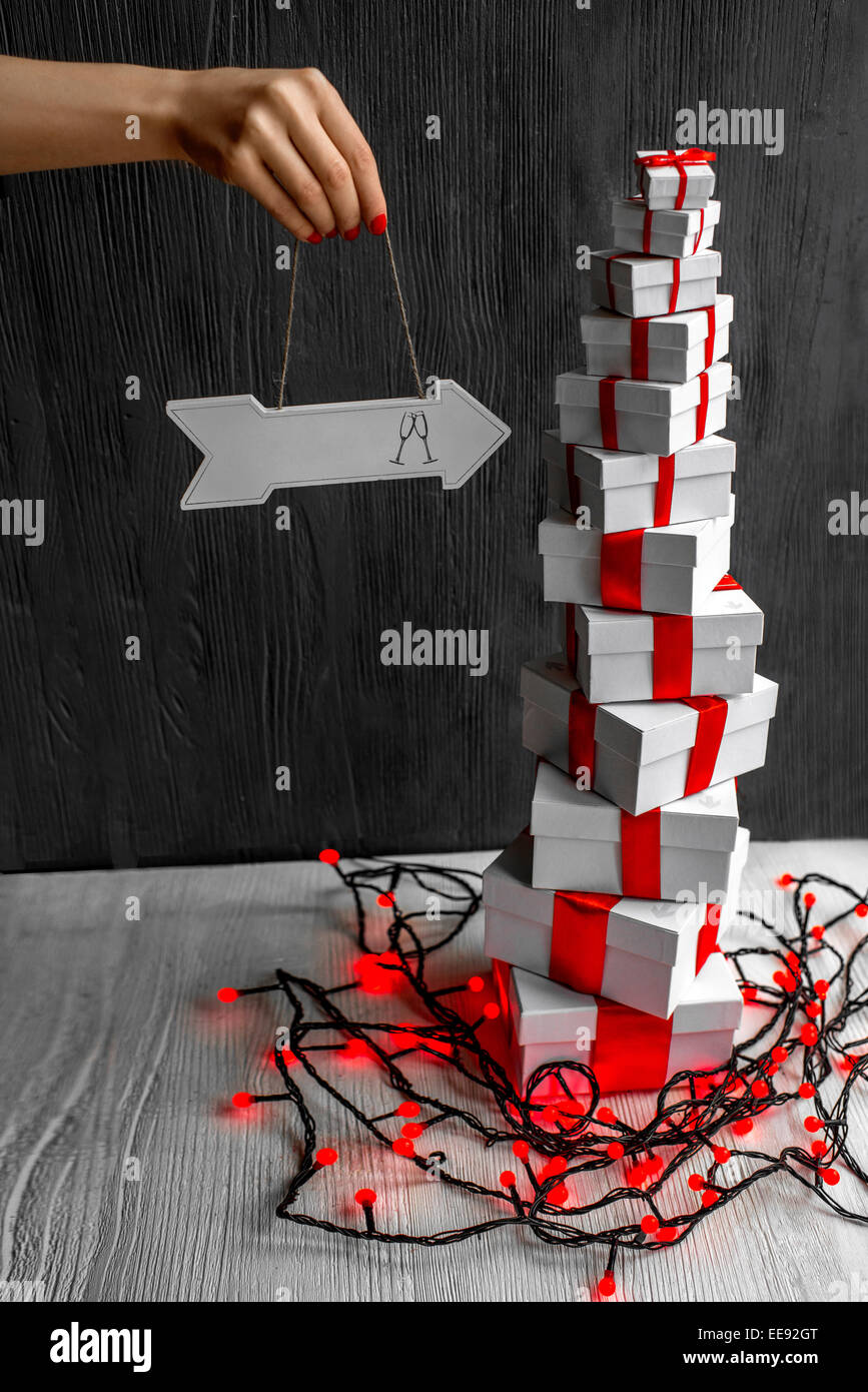 Boxes stacked tower gifts hi-res stock photography and images - Alamy