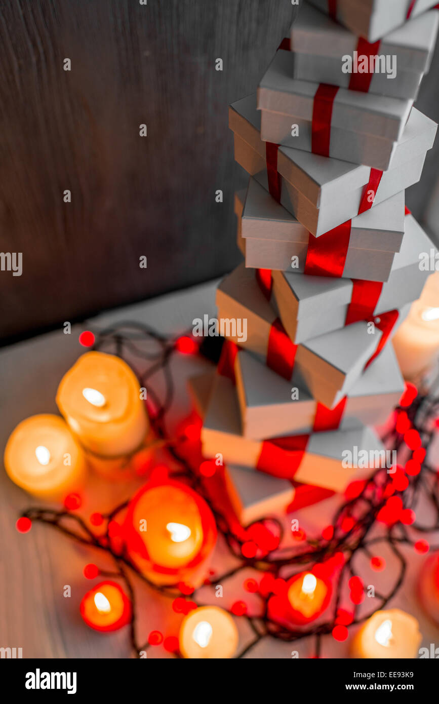 Boxes stacked tower gifts hi-res stock photography and images - Alamy