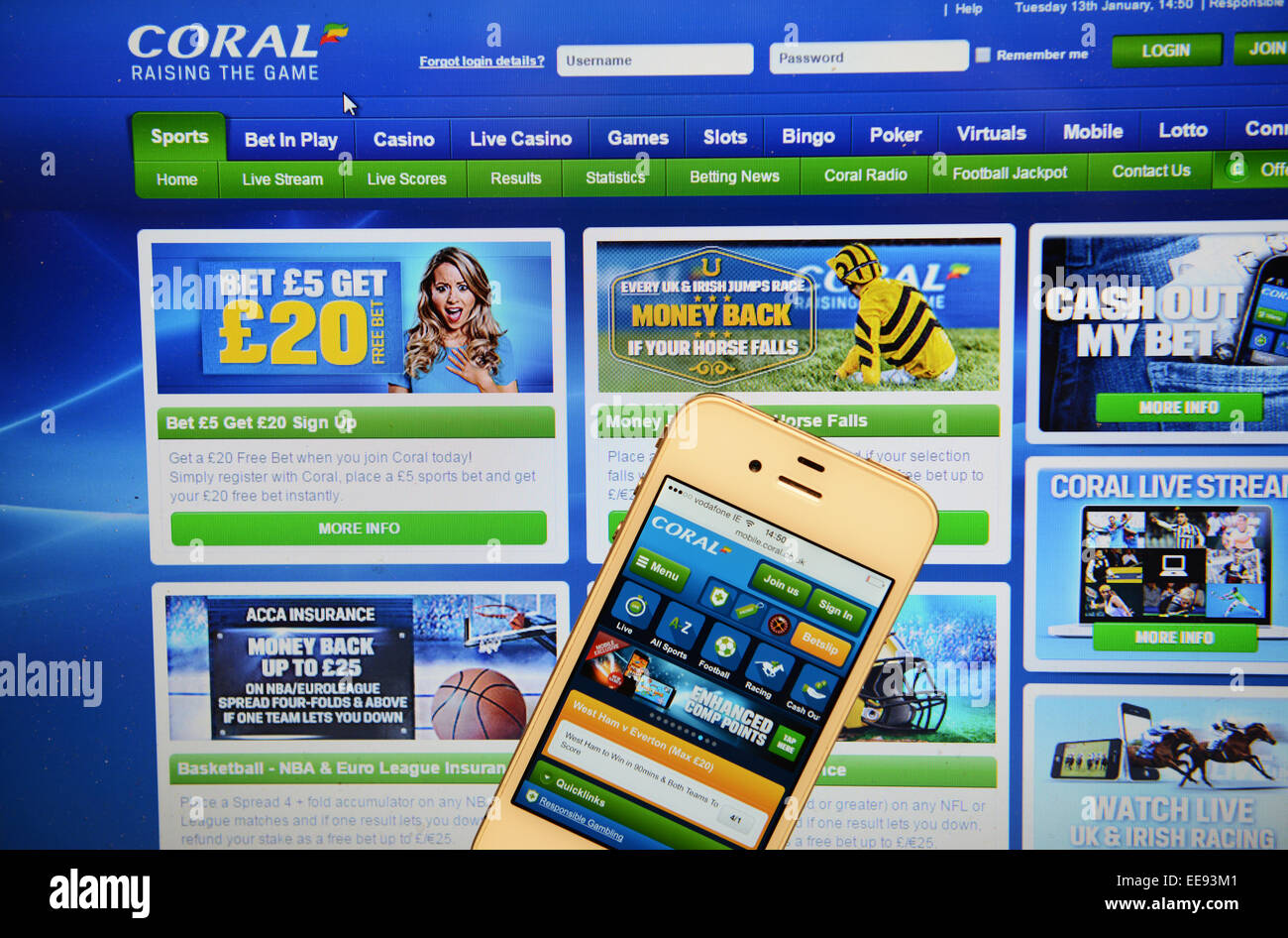 Coral Website and IPhone Stock Photo - Alamy