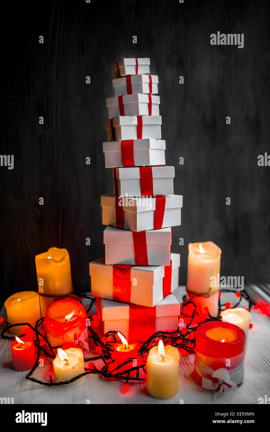 Boxes stacked tower gifts hi-res stock photography and images - Alamy