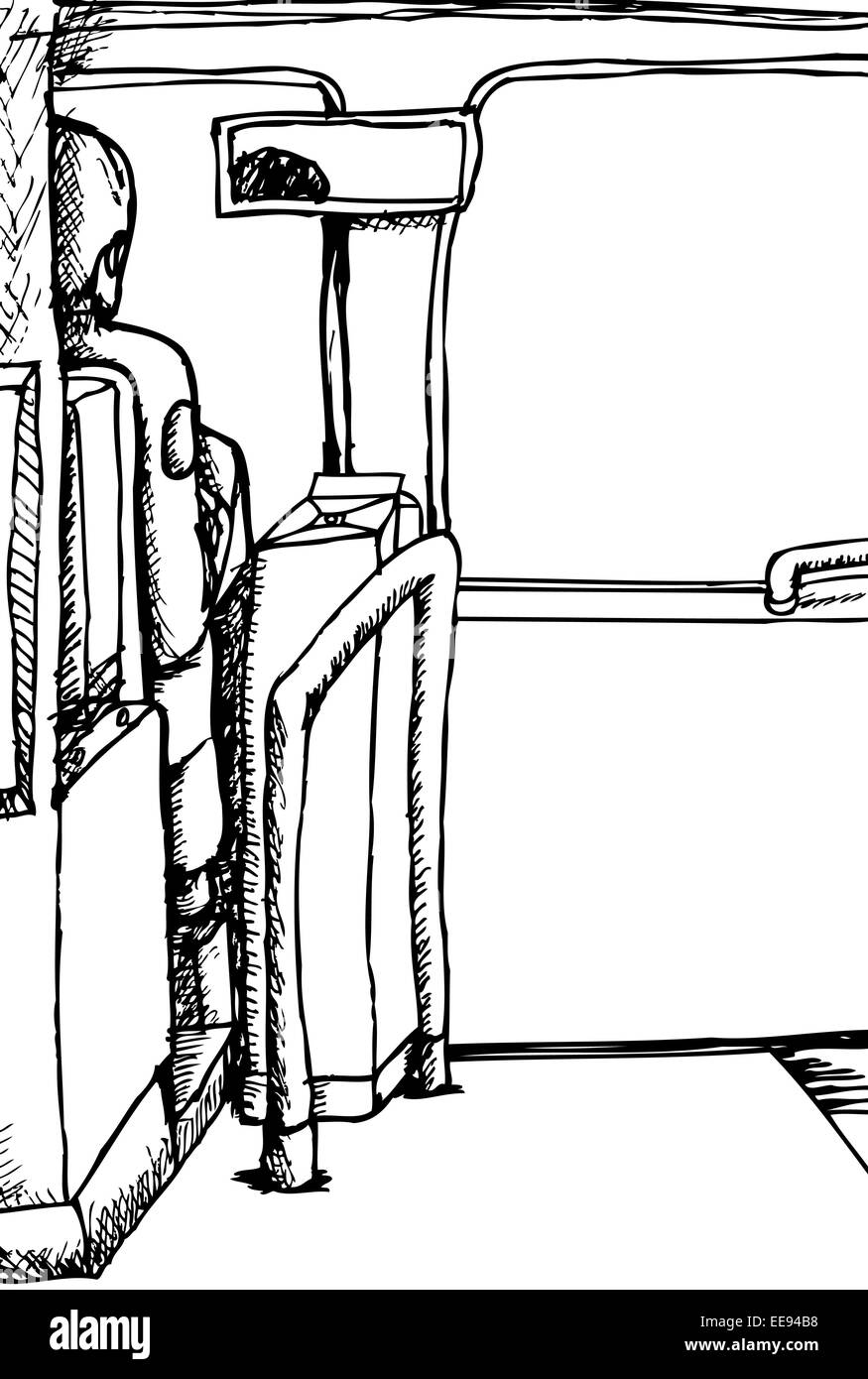 Outline sketch of bus driver from rear view Stock Photo - Alamy