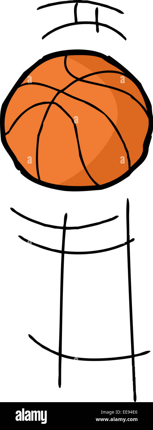 Hand drawn cartoon basketball bouncing over white background Stock ...