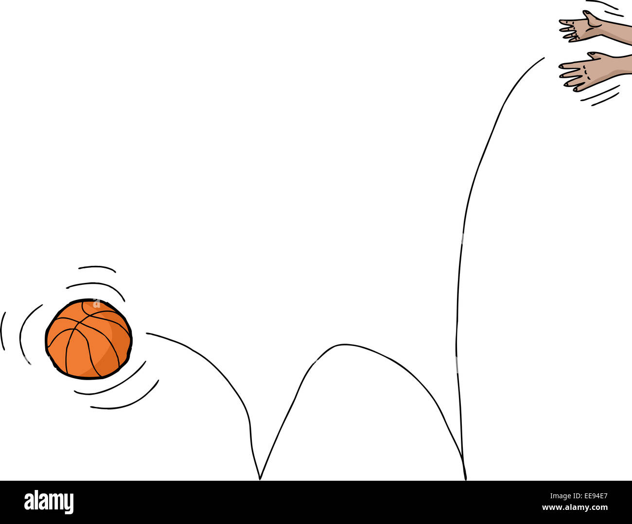 Cartoon of hands dropping basketball over isolated background Stock ...