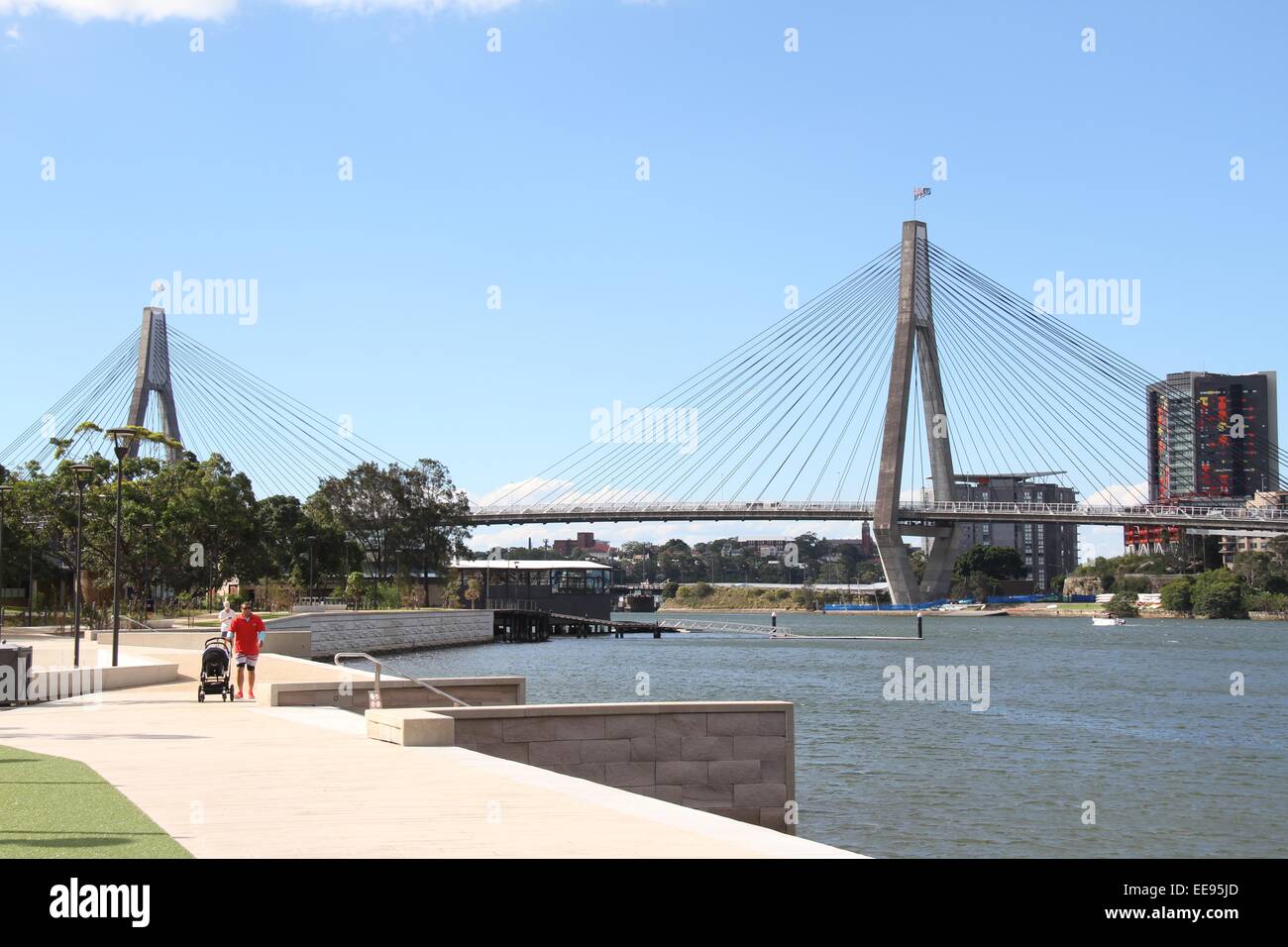 Sydney, Australia. 14 January 2015. The ANZAC Bridge viewed from the ...