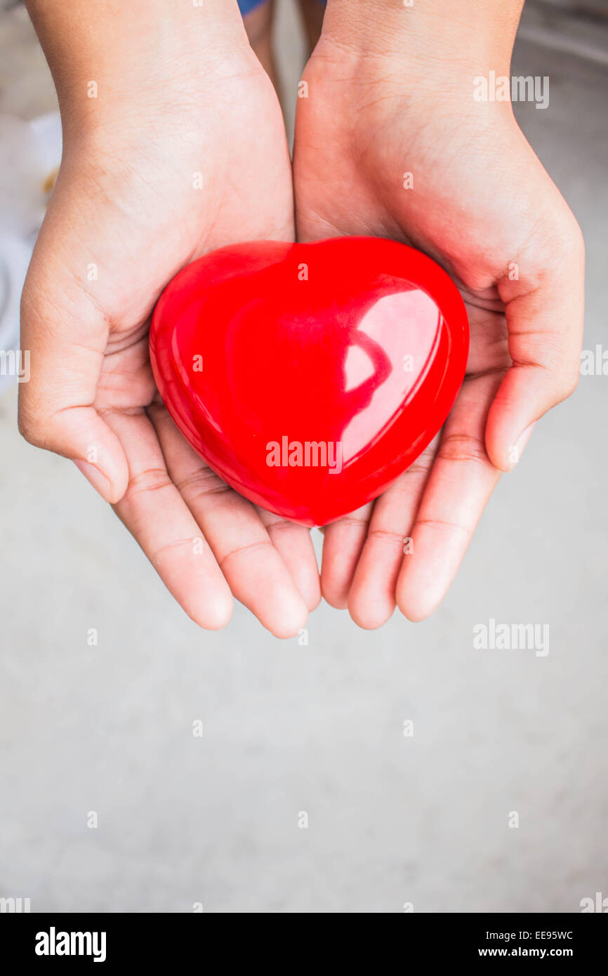 The red heart in hands Stock Photo - Alamy