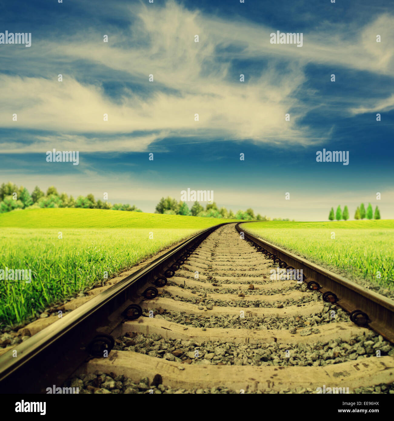 Railroad. Abstract rural landscape for your design Stock Photo - Alamy
