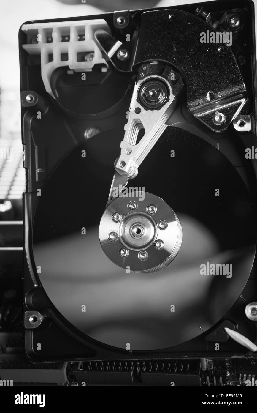 Hard disk storage memory data record Black and White Stock Photos ...