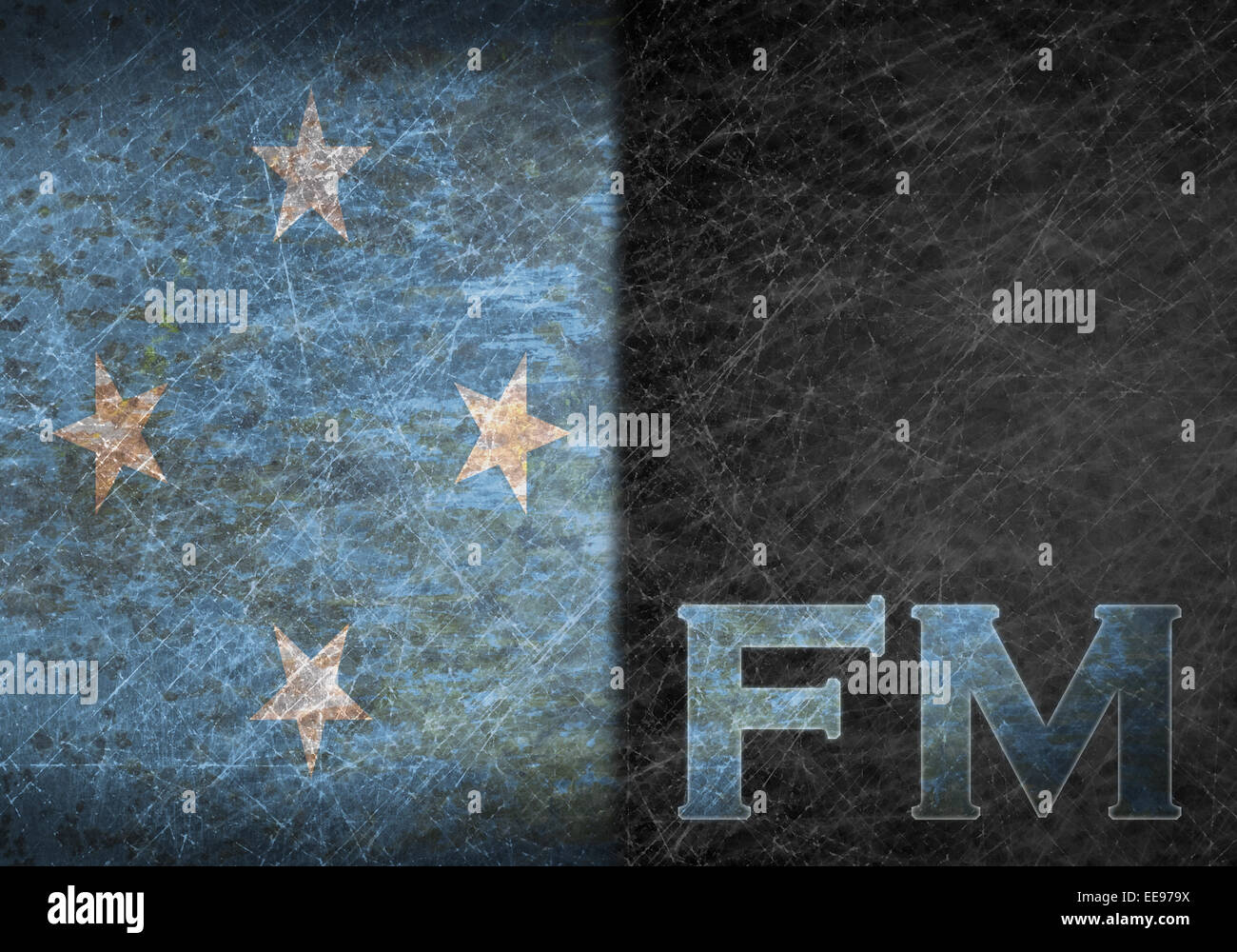 Old rusty metal sign with a flag and country abbreviation - Micronesia ...