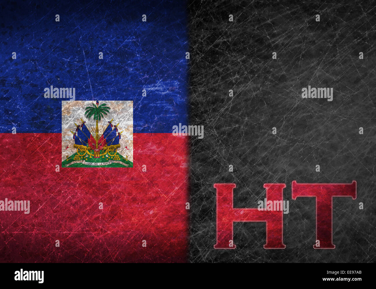 Old rusty metal sign with a flag and country abbreviation - Haiti Stock ...