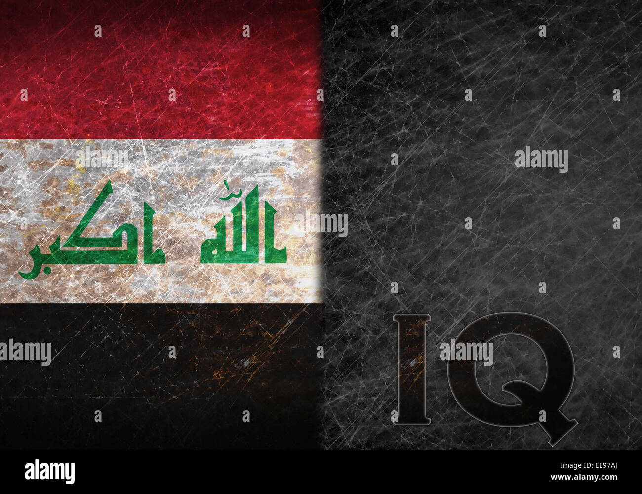 Old rusty metal sign with a flag and country abbreviation - Iraq Stock ...